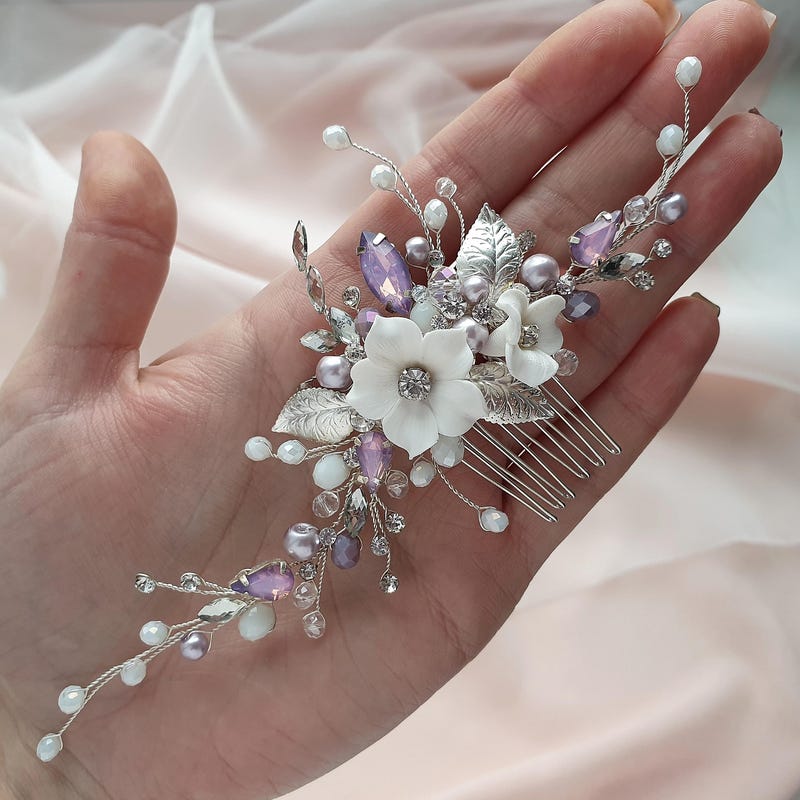 Floral Hair Comb Lilac - Etsy