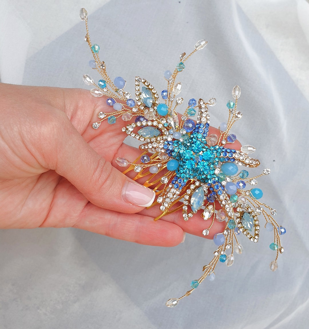 Blue Beach Headpiece Beach Wedding Hair Accessories Seashell Crown ...