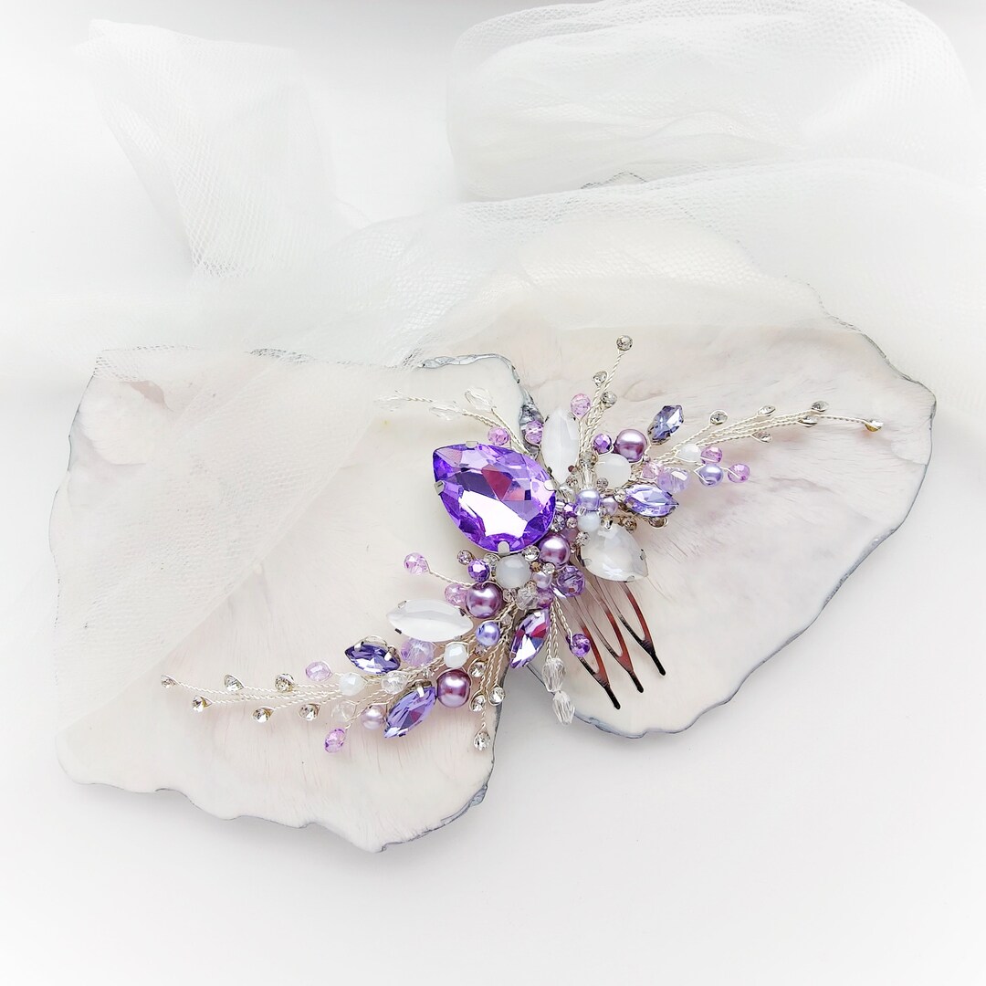 Purple Hair Pin Lavender Hair Pin Lavender Hair Comb Bridal Hair Piece ...