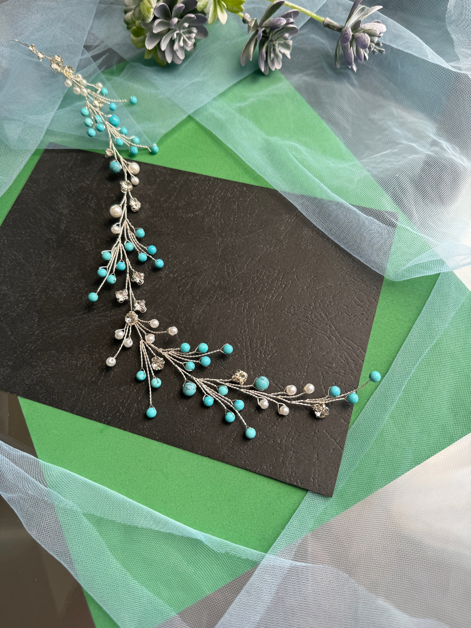 Blue Hair Vine Turquoise Hair Piece Aquamarine Hair Piece Wedding Hair ...