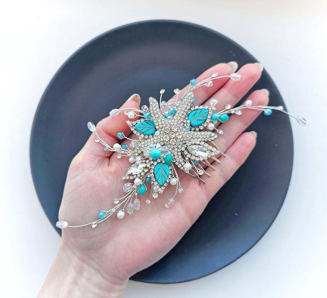 Turquoise Beach Headpiece Beach Wedding Hair Accessory Seashell Crown ...