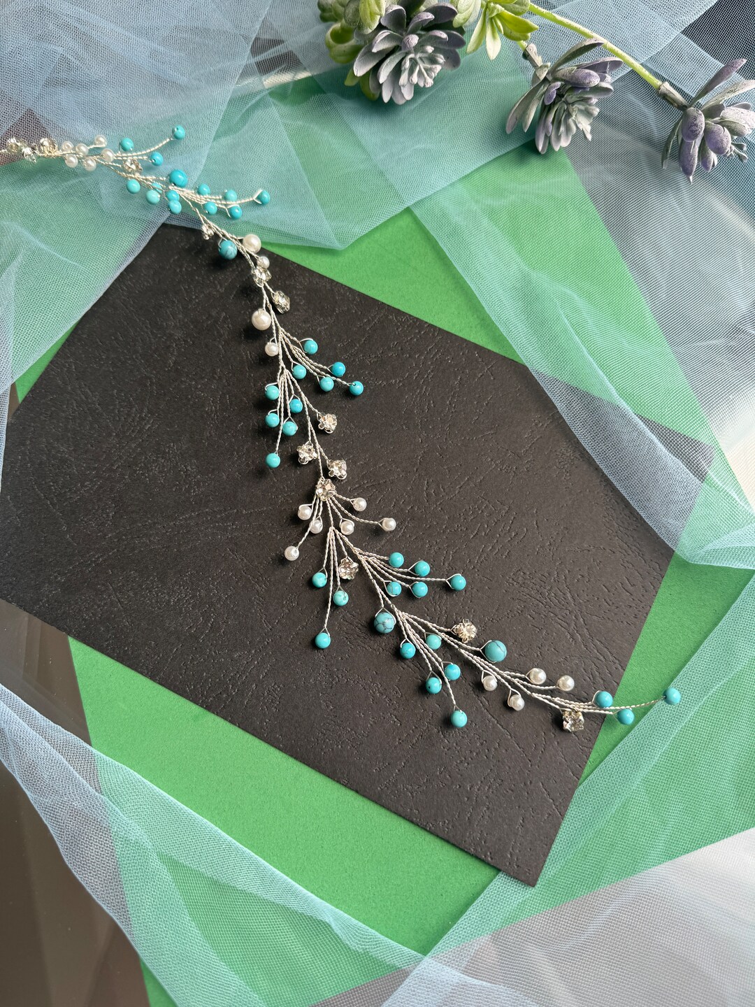 Blue Hair Vine Turquoise Hair Piece Aquamarine Hair Piece Wedding Hair ...