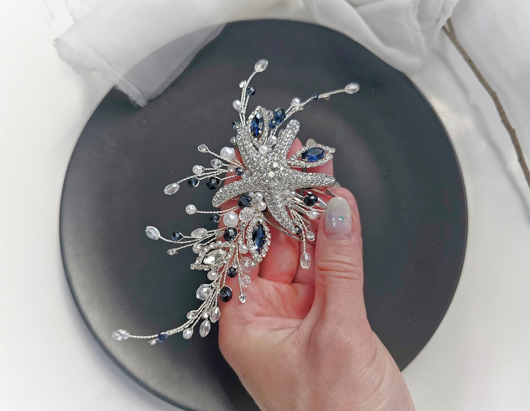 Blue Beach Headpiece Beach Wedding Hair Accessory Seashell Crown ...