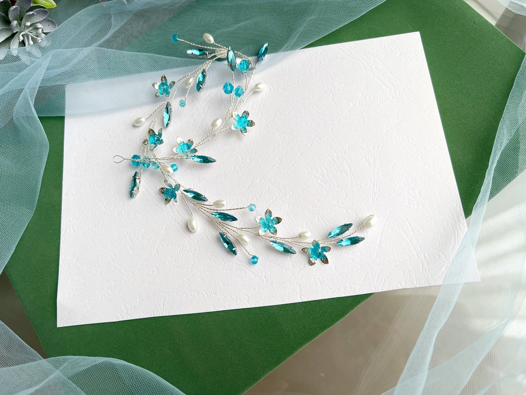 Blue Hair Vine Turquoise Hair Piece Aquamarine Hair Piece Wedding Hair ...