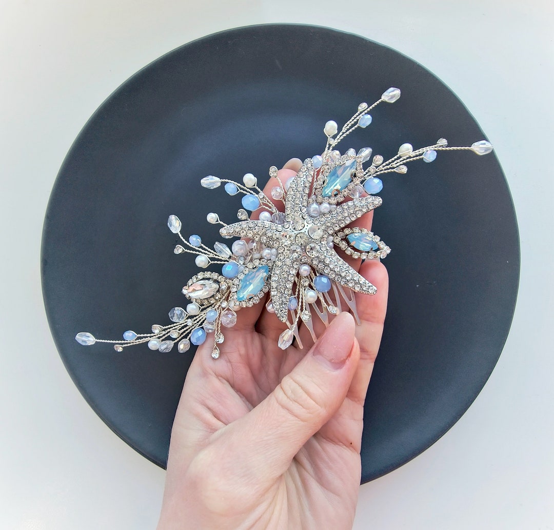Blue Beach Headpiece Beach Wedding Hair Accessory Seashell Crown ...