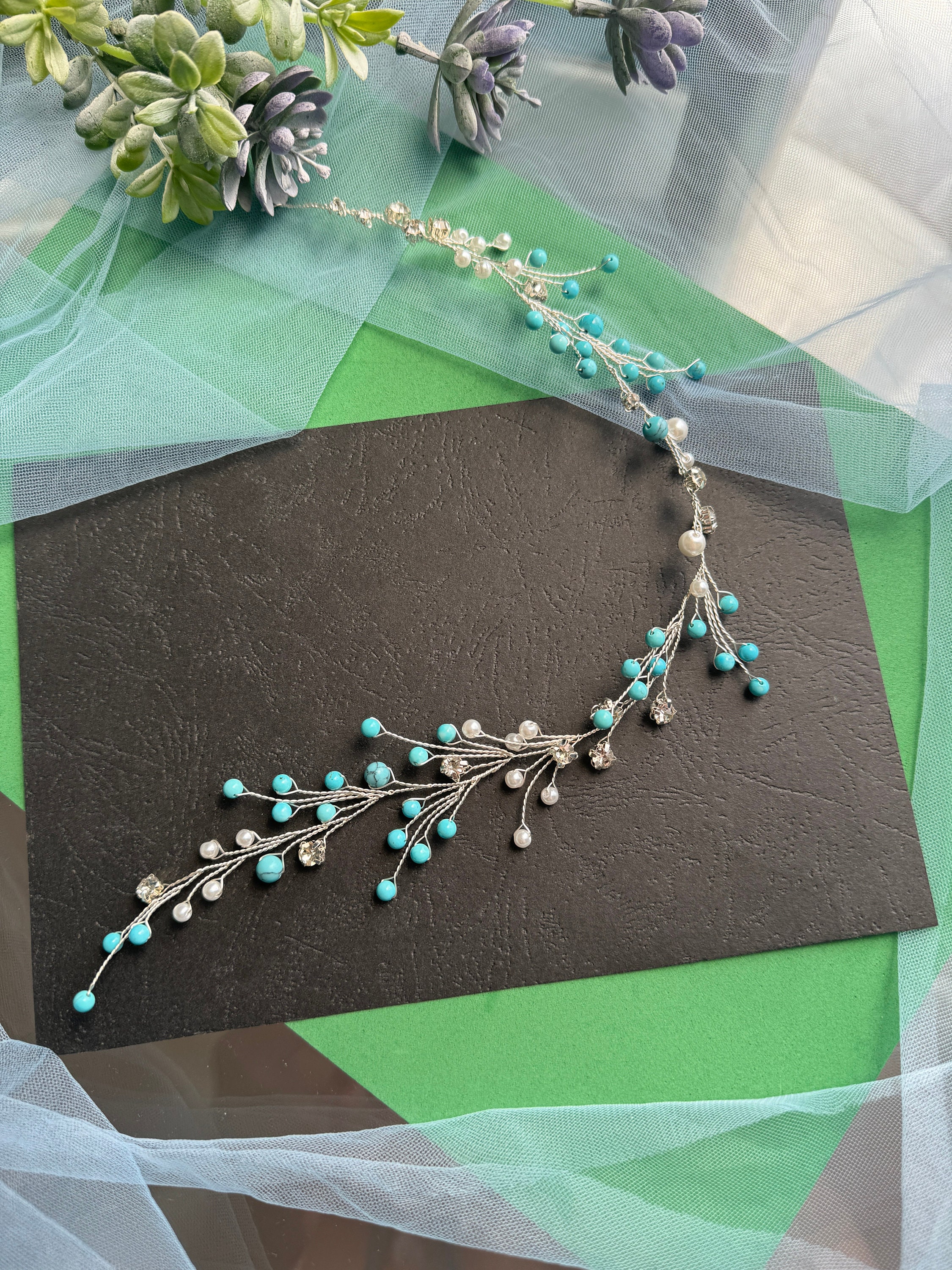 Blue Hair Vine Turquoise Hair Piece Aquamarine Hair Piece Wedding Hair ...