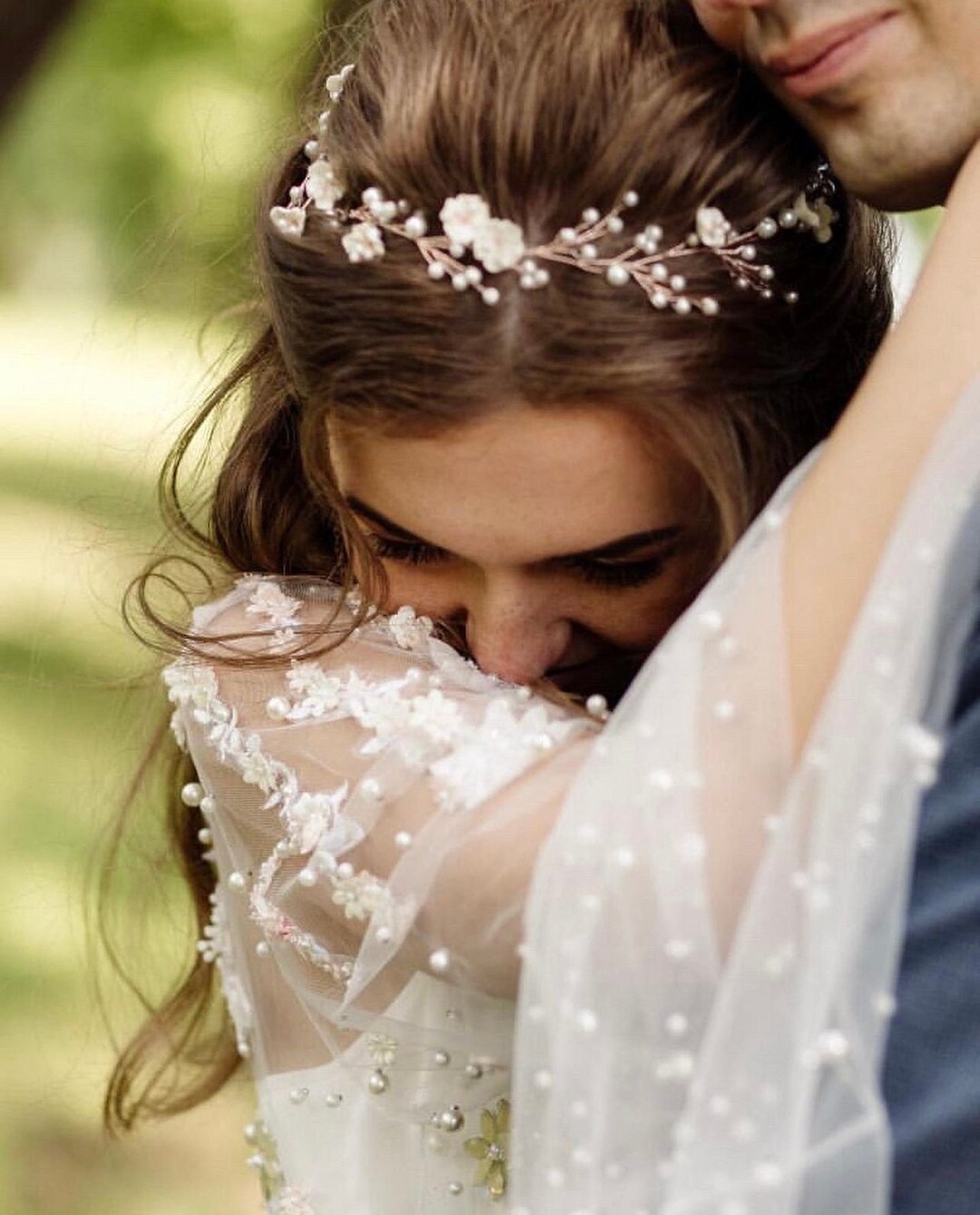 Floral Bridal Hair Vine. White Flower Wedding Hair Vine. Pearl Hair ...