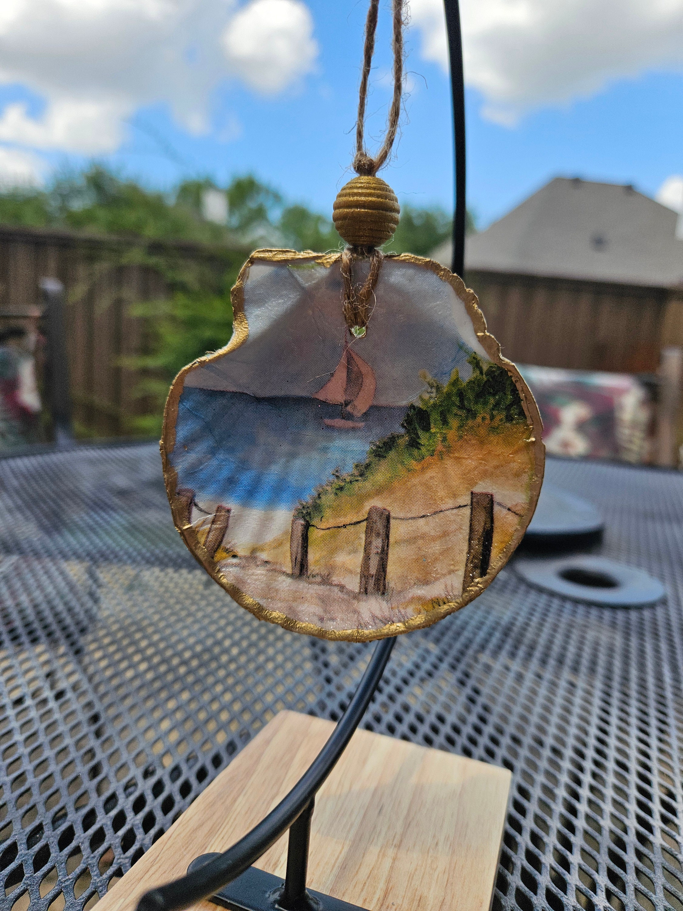 Beach Scene, Sail Boat Decoupage Scallop Sea Shell - Etsy