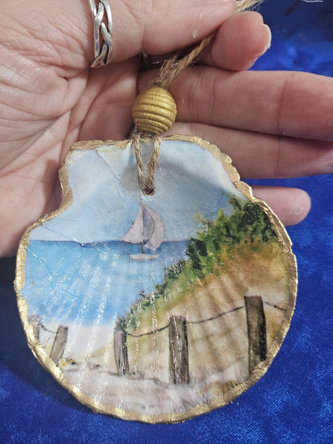 Beach Scene, Sail Boat Decoupage Scallop Sea Shell - Etsy