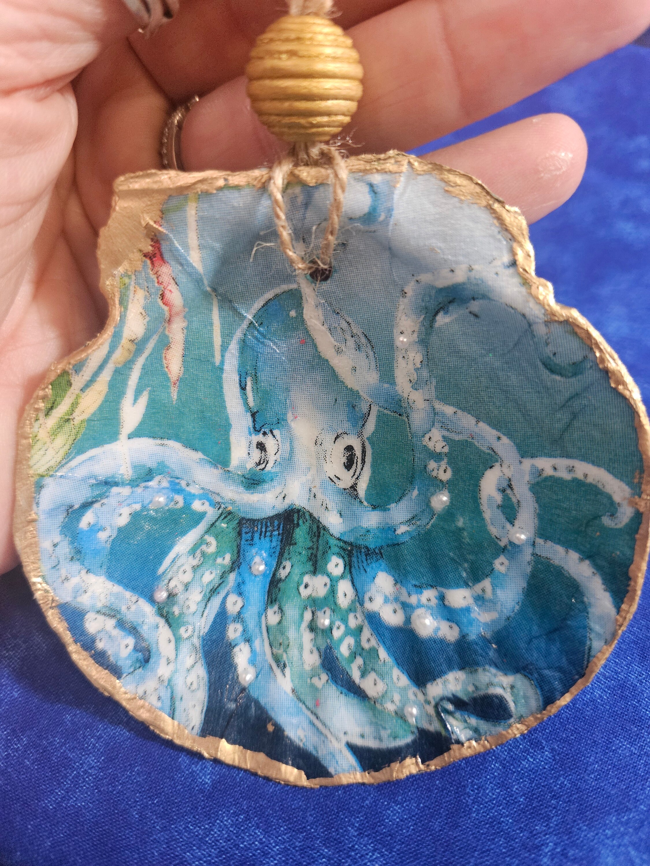 Octopus, Decoupage, Scallop, Sea Shell, Embellished, Coastal, Sea Life ...