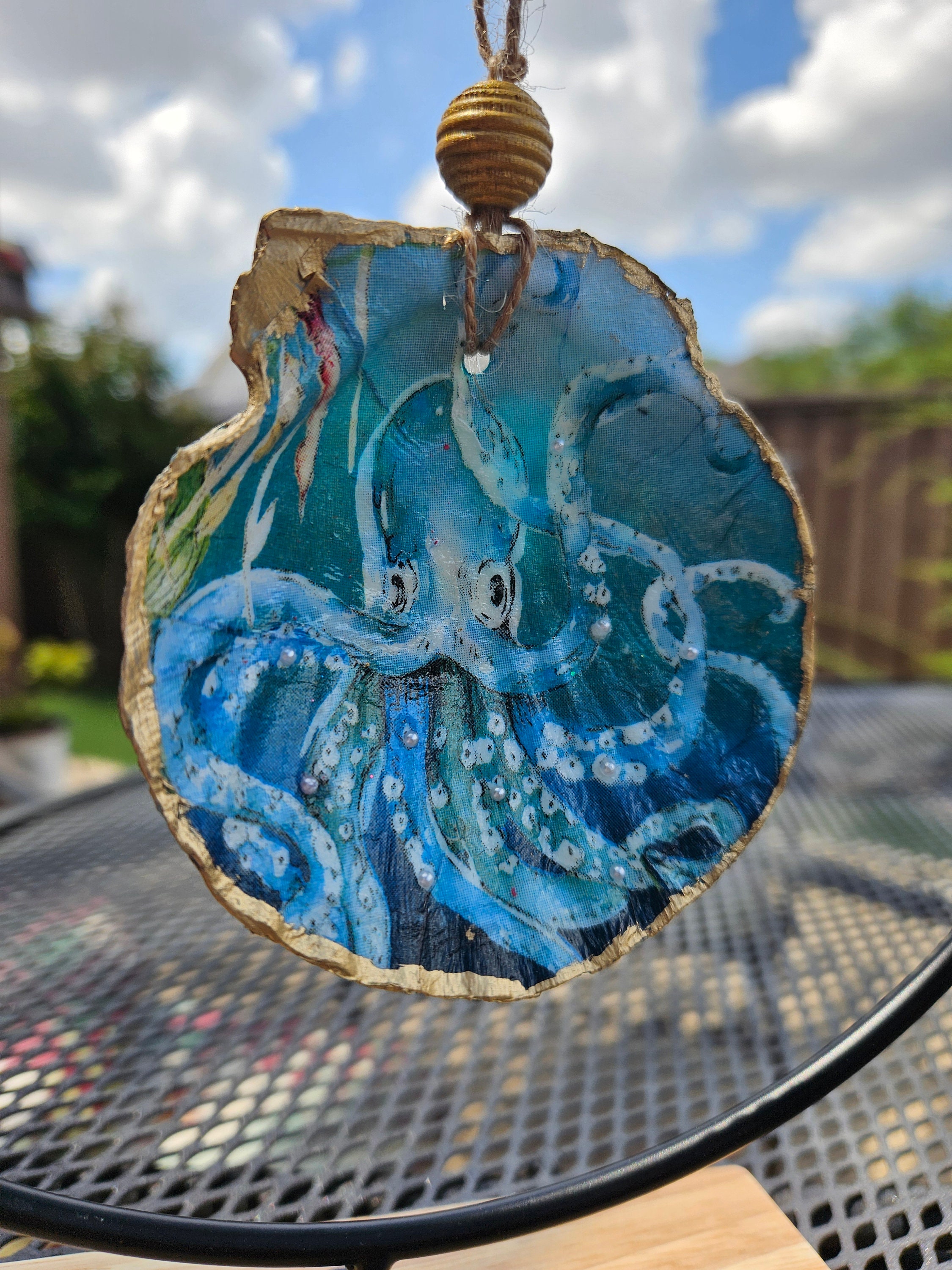 Octopus, Decoupage, Scallop, Sea Shell, Embellished, Coastal, Sea Life ...