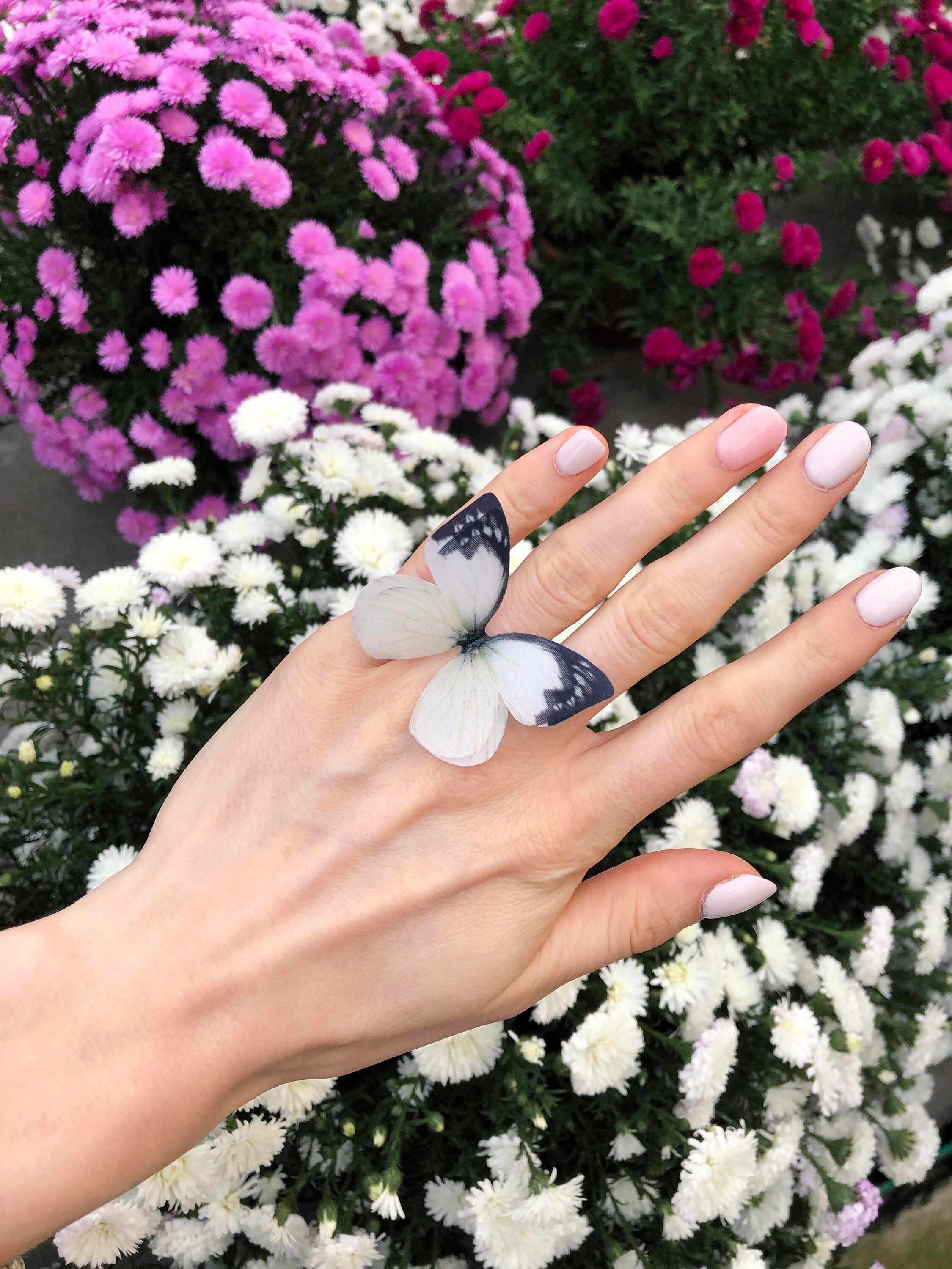 Boho Chic White Butterfly Ring Handcrafted Aesthetic Couple - Etsy