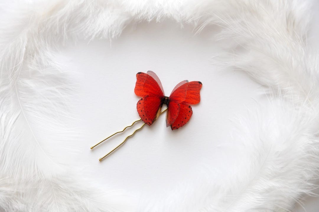 Custom Design Ruby Red Butterfly Hairpin for Haley - Etsy