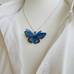 Ocean Blue Butterfly Pendant Necklace, Boho Chic Handmade Jewelry - Etsy