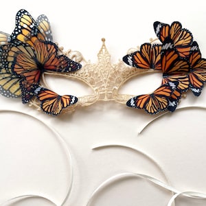 One of a Kind Silk Butterflies Mask, Monarch Butterfly Mask, Monarch ...