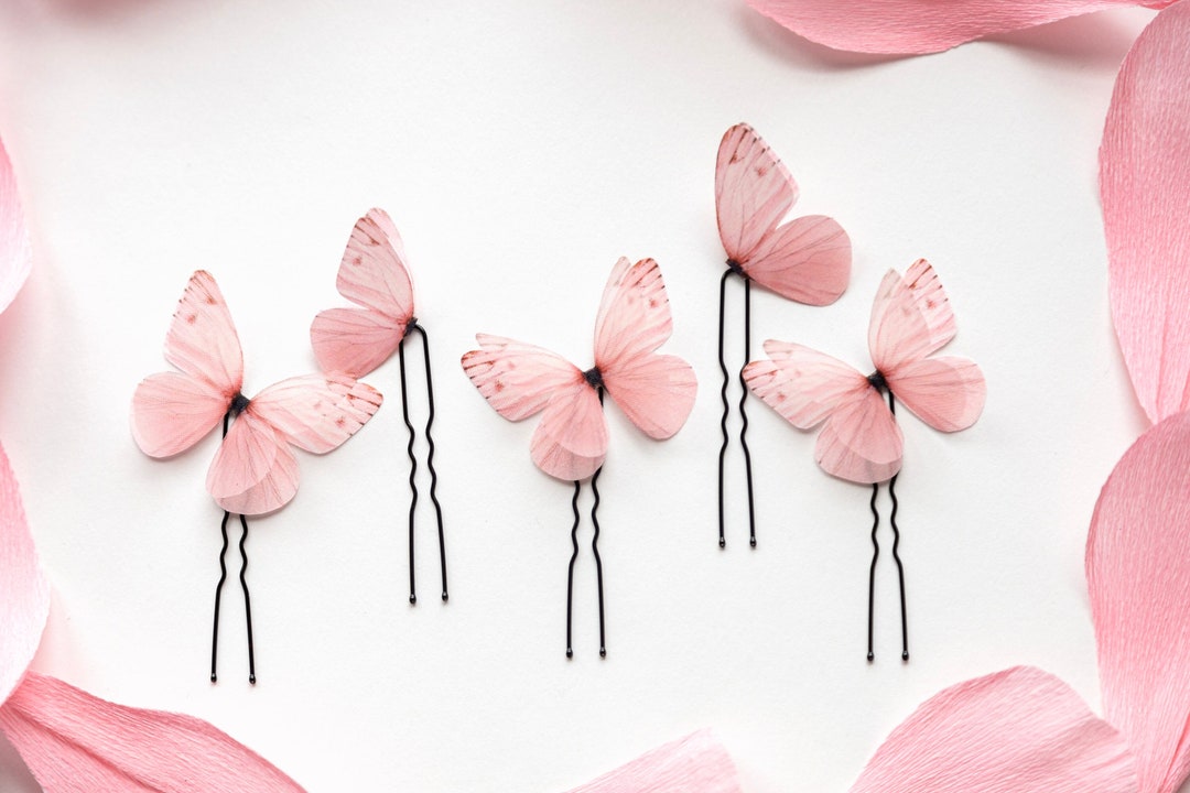 Blush Pink Butterfly Hairpin Set, Cute Gift for Her Butterfly Hair ...