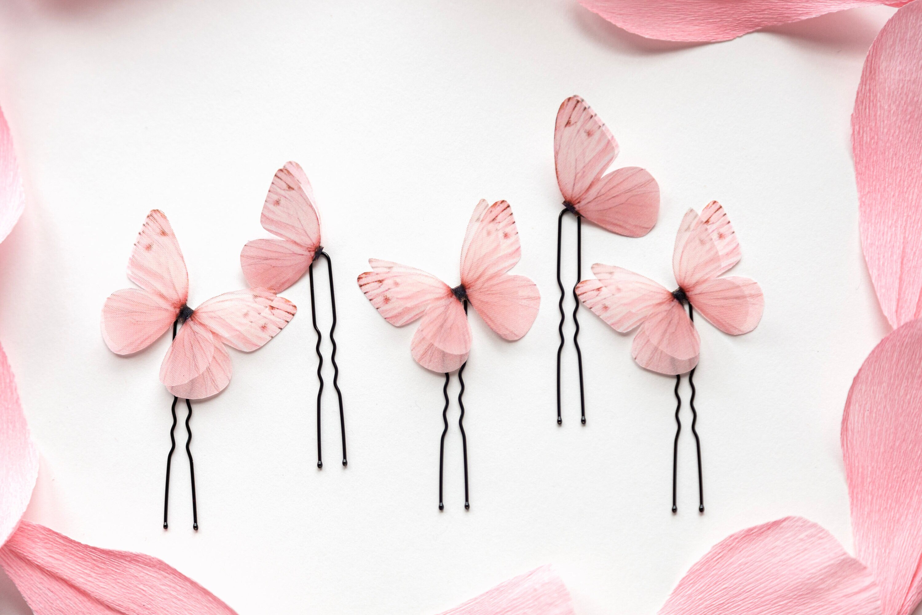 Blush Pink Butterfly Hairpin Set Cute Gift for Her Butterfly - Etsy