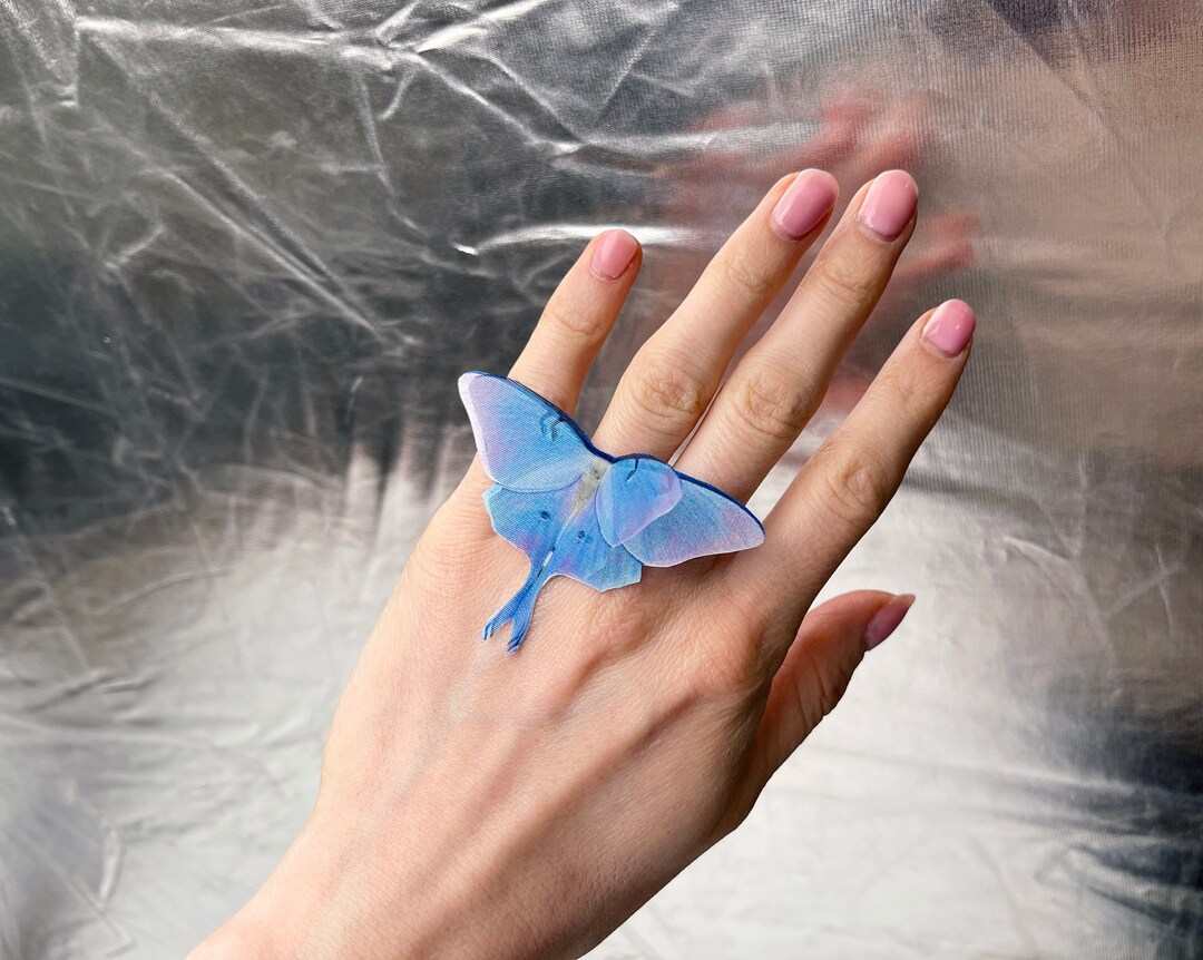 Blue Lunar Moth Ring - Perfect Christmas Gift for Her, Blue Luna Moth ...