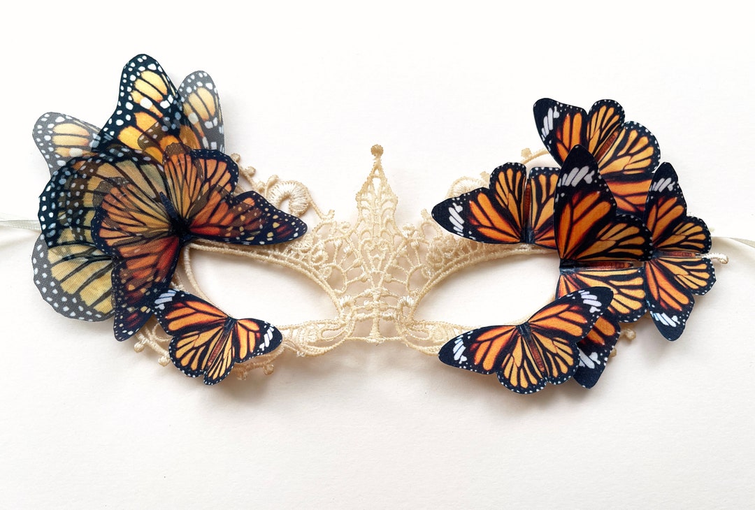 One of a Kind Silk Butterflies Mask, Monarch Butterfly Mask, Monarch ...
