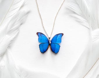 Ocean Blue Butterfly Pendant Necklace Handmade in Boho Chic Style ...