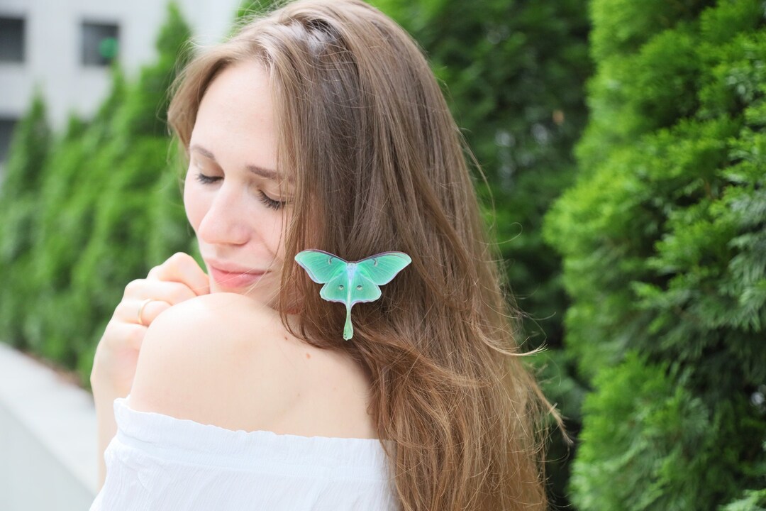 Luna Moth Hair Clip Handmade of Silk Perfect Gift for Anyone Who Love ...