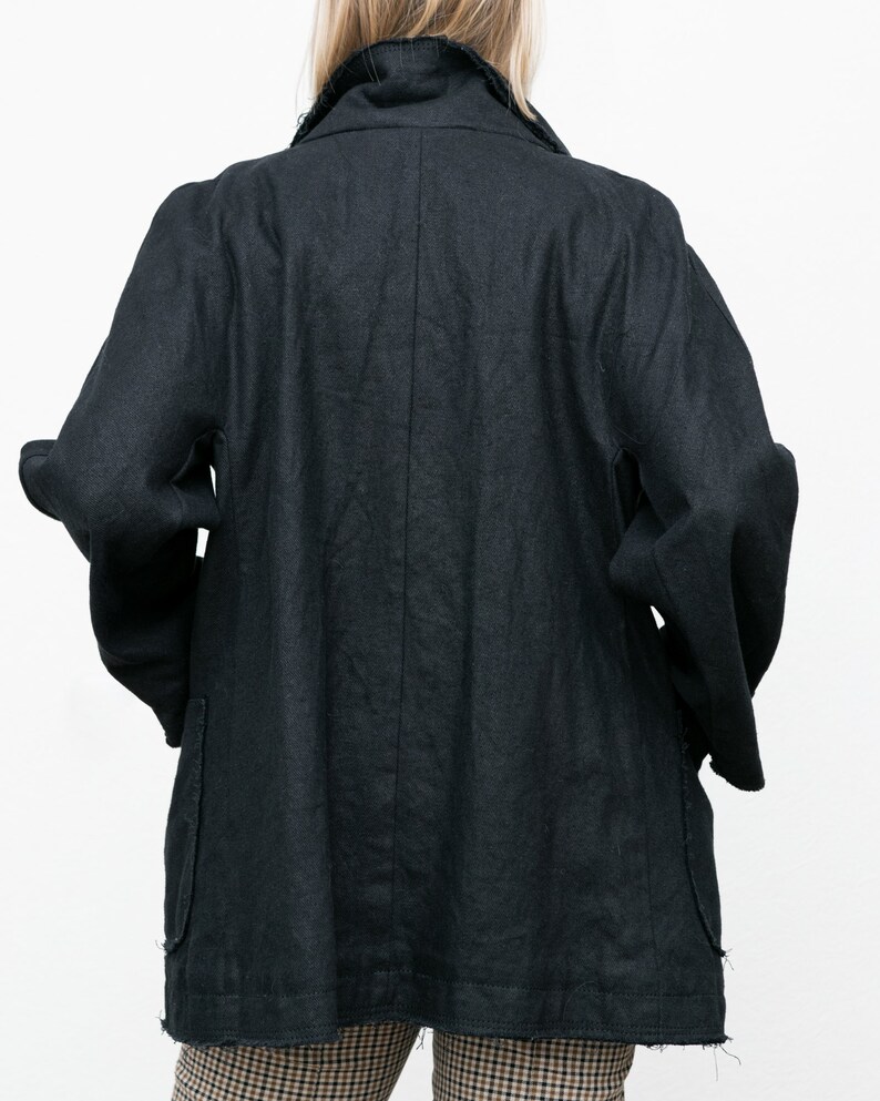 Linen Jacket With Collar and Pockets - Etsy