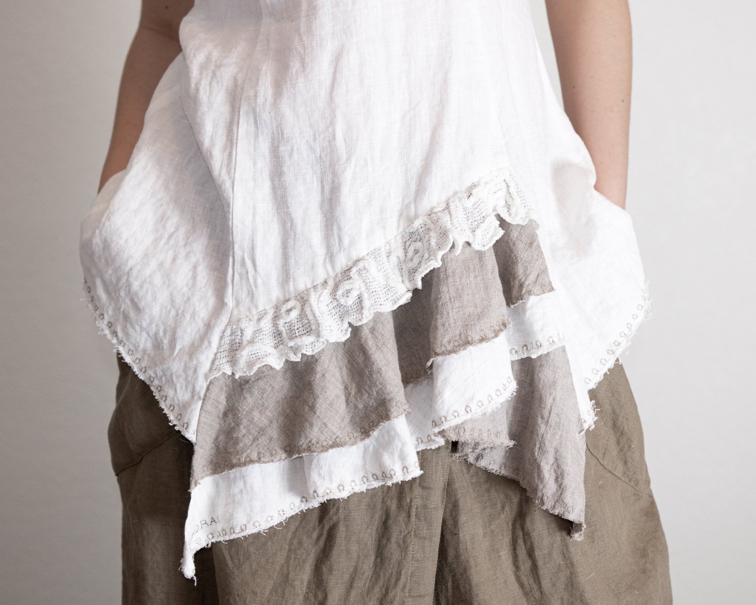 Boho Style Linen Top With Furbelow - Etsy