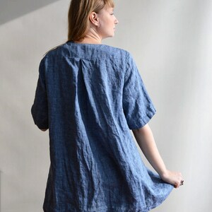Linen Tunic Top With a Double Draping - Etsy