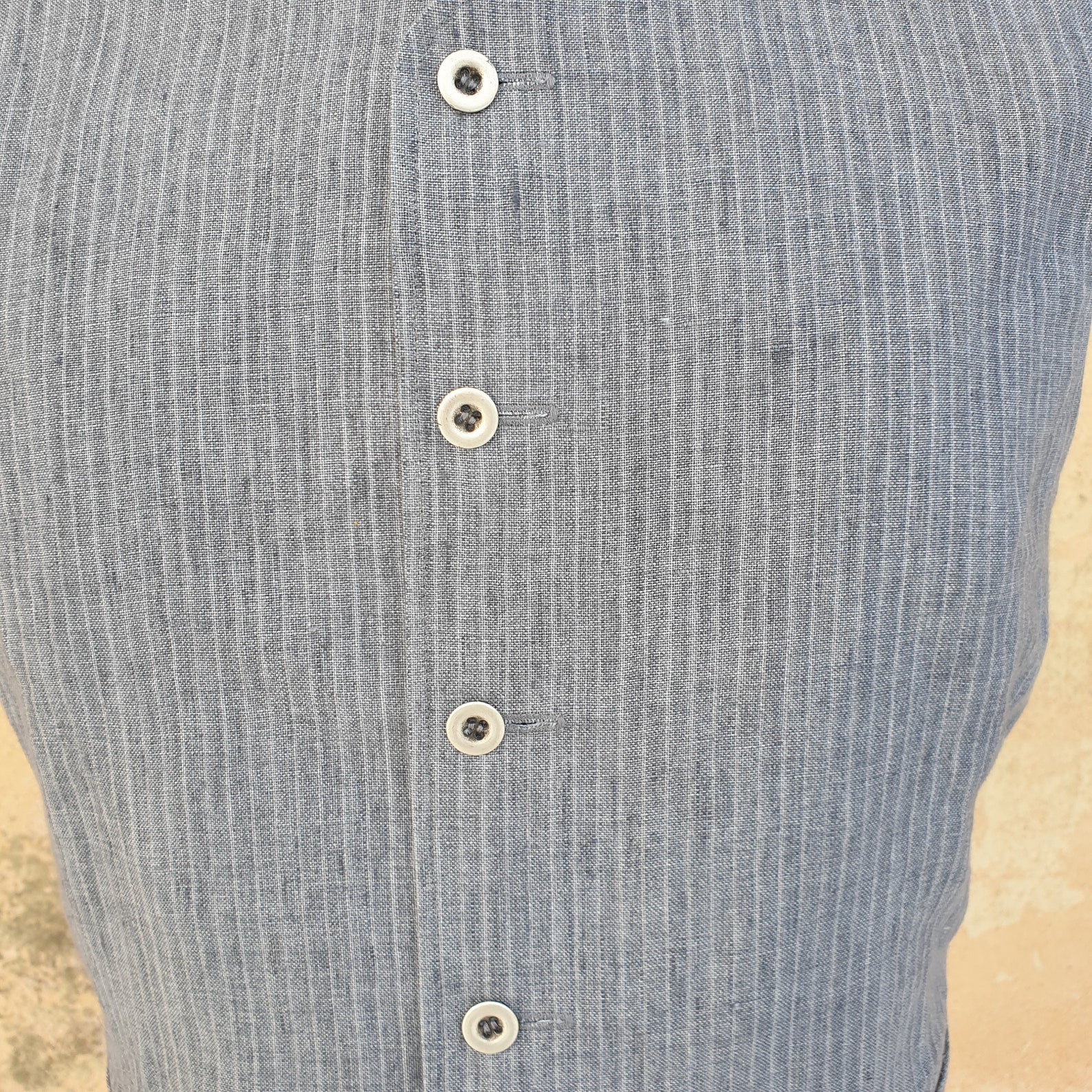Grey Striped Linen Six Button Vest - Etsy