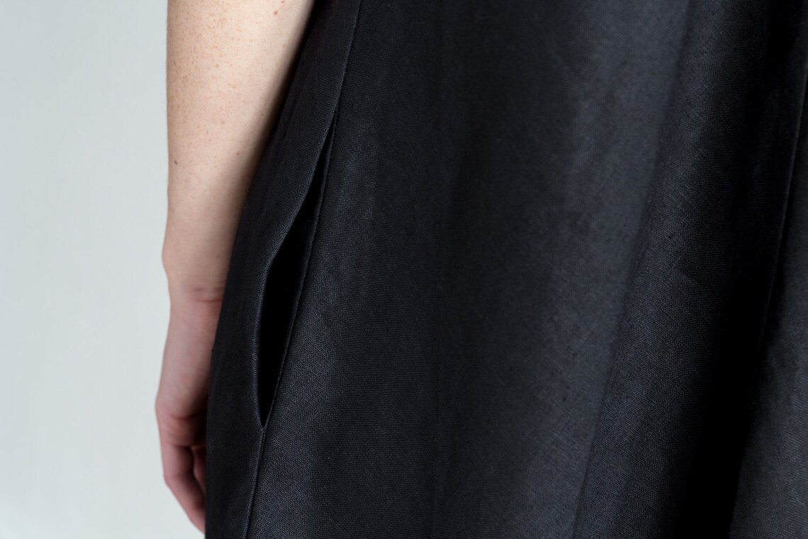 Wrap Drape Linen Tunic Dress With Pockets - Etsy
