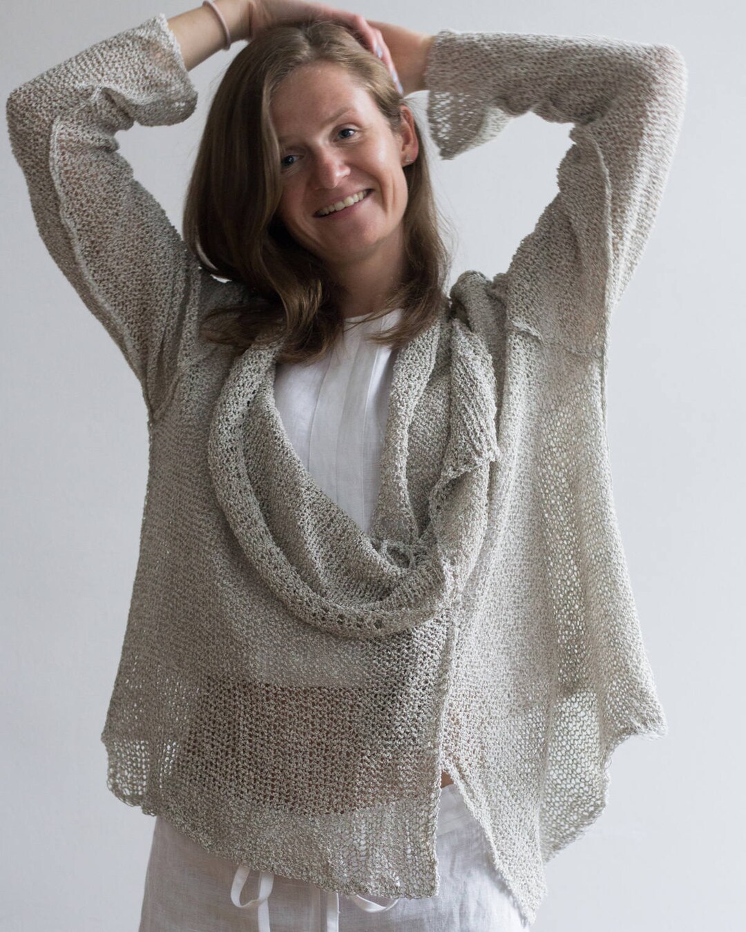 Light Knitted Linen Cardigan - Etsy