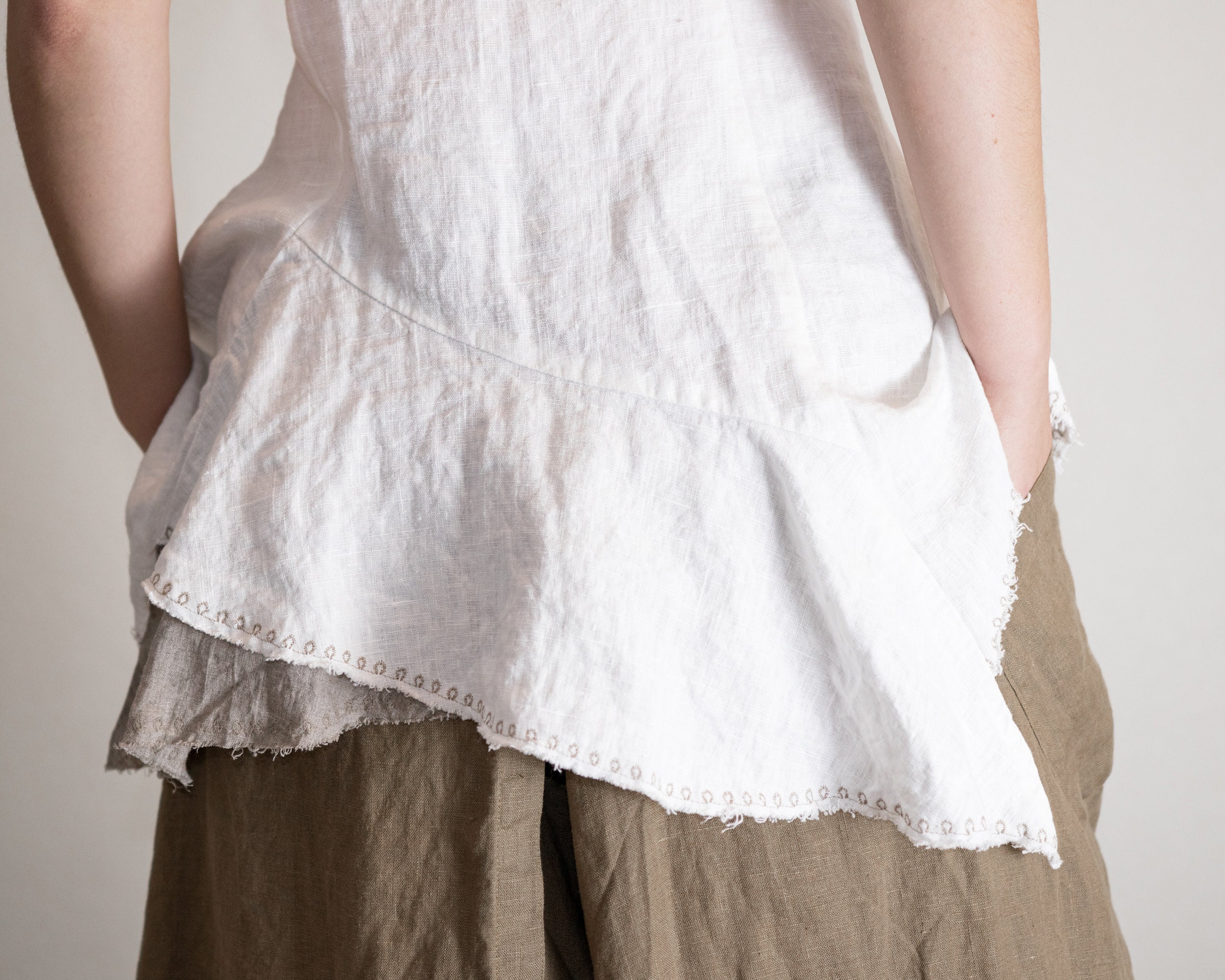 Boho Style Linen Top With Furbelow - Etsy