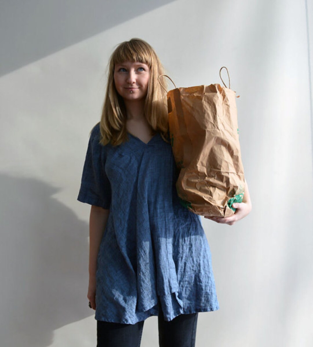 Linen Tunic Top With a Double Draping - Etsy