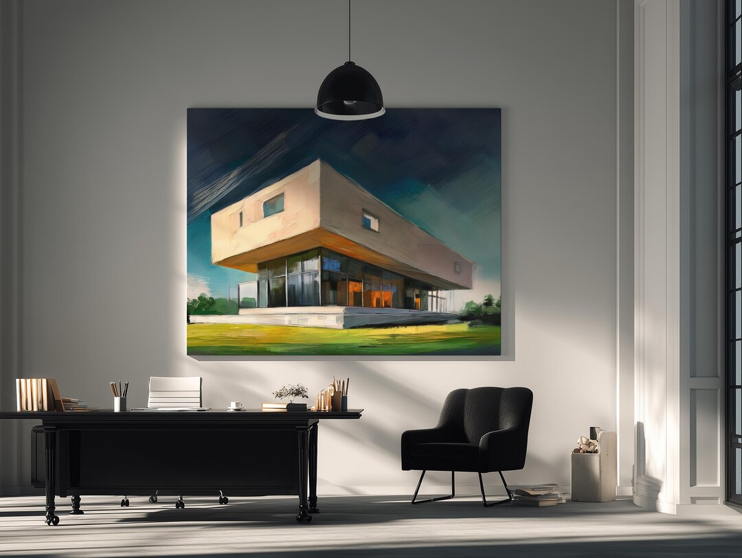 MCM Mid Century Modern Building Original Digital Painting ...