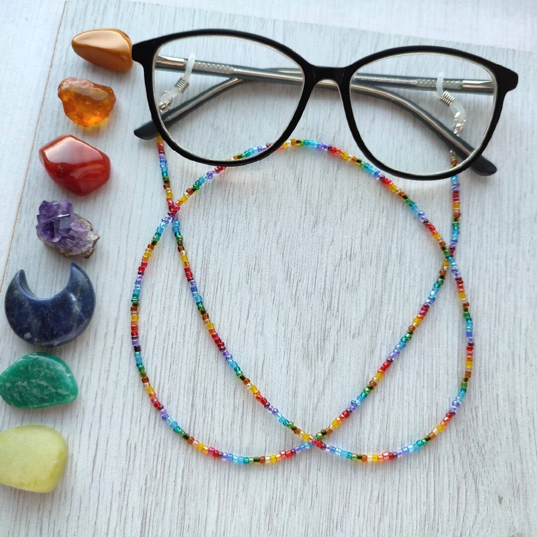 Rainbow Chakra Chain for Glasses, Multicolor Pride Boho Lanyard Chain ...