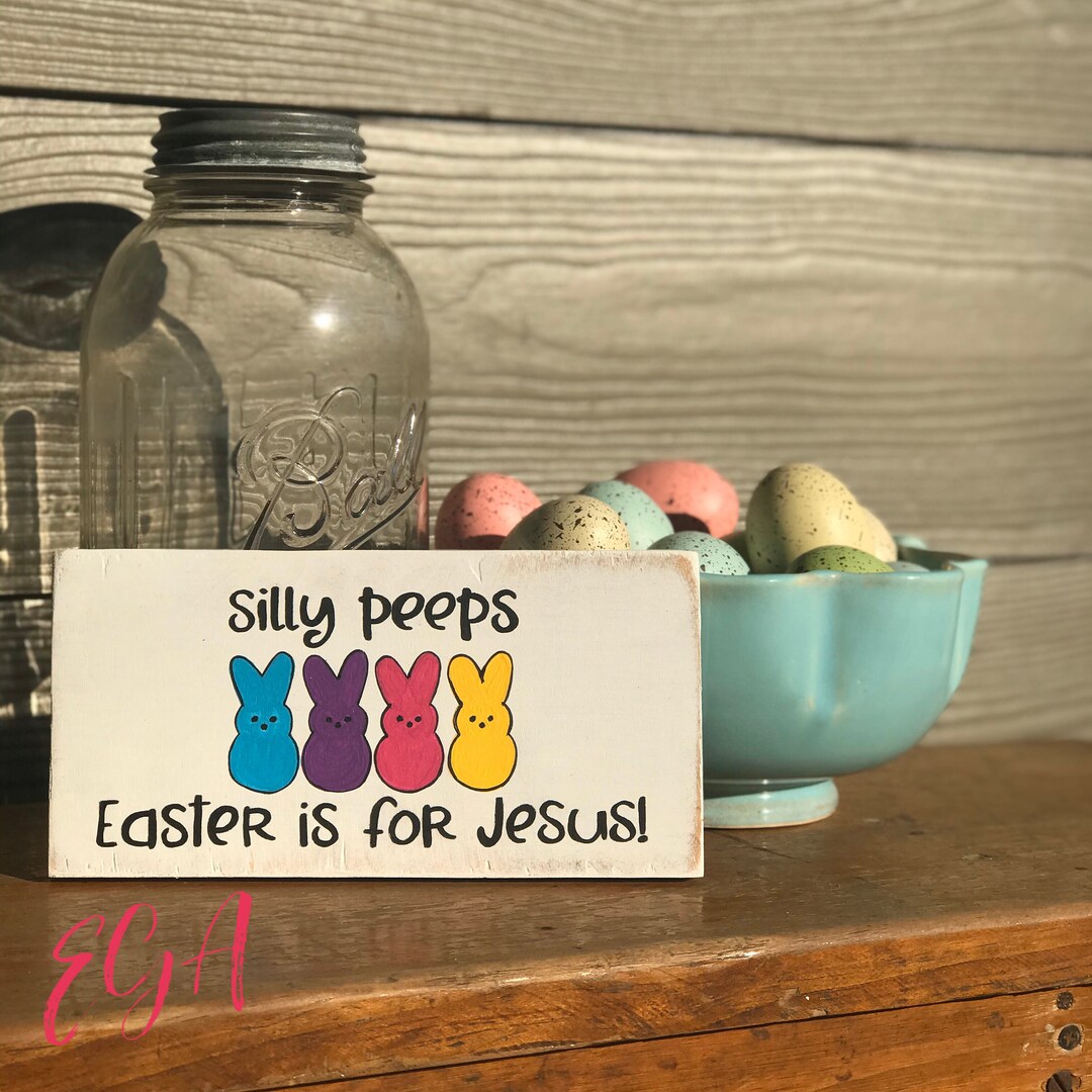 Handmade Easter Peeps Sign: Painted Spring Decor (8x5.5) - Etsy