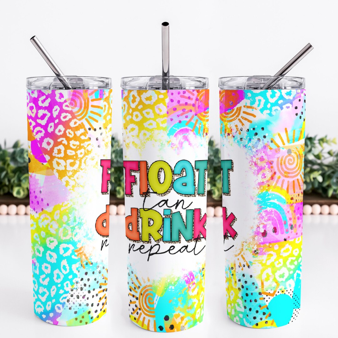 Float, Tan, Drink, Repeat 20 Ounce Stainless Steel Matte Tumbler, Lake ...