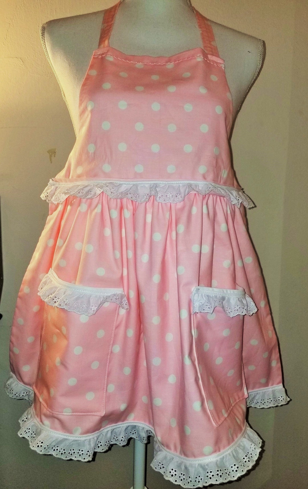 Pretty Pink Polka Dot Apron - Etsy