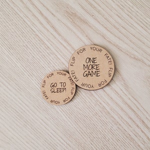 One More Game Decision Coin, Go to Sleep Large Flip Coin, Gamer Gift ...