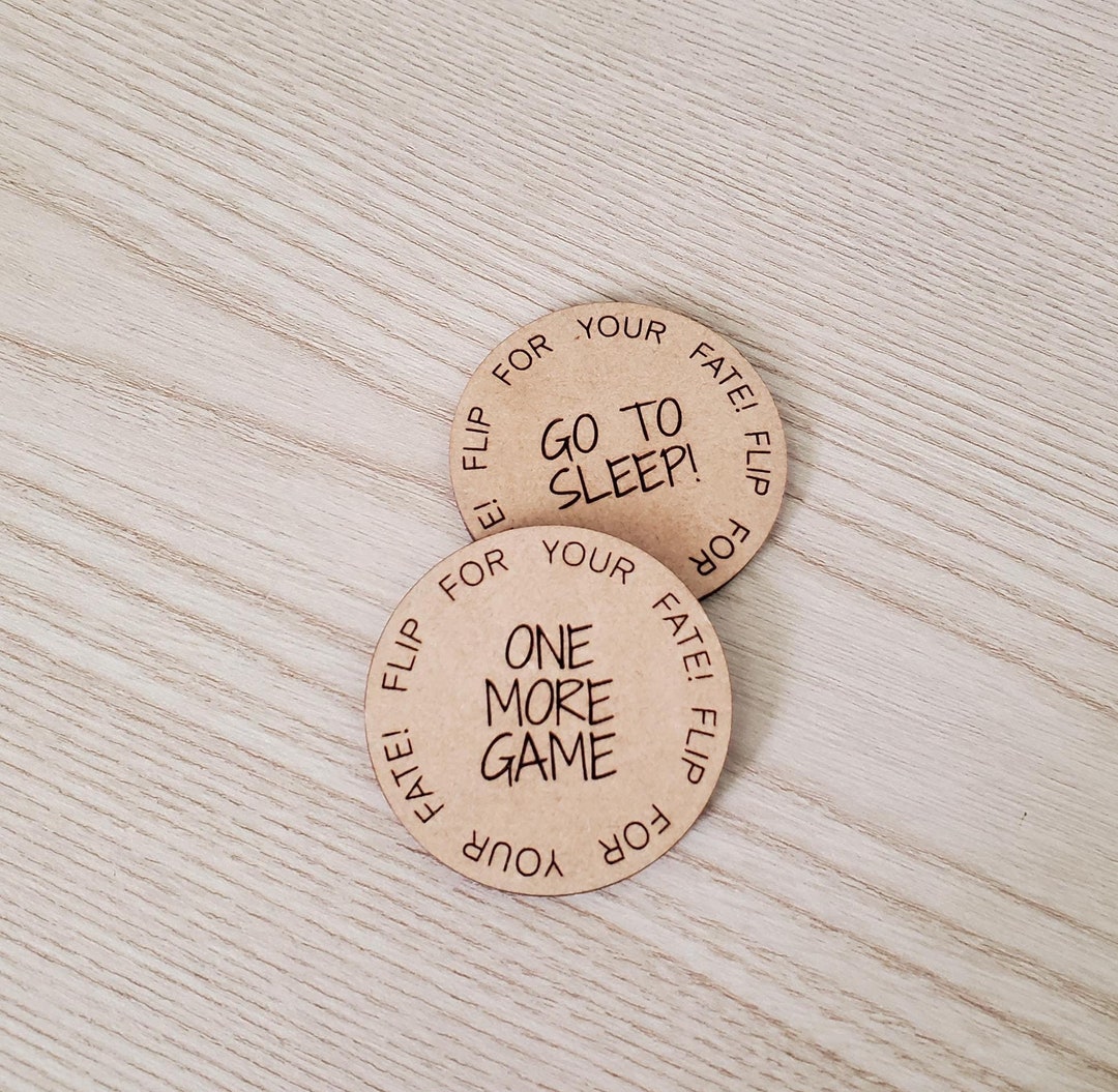 One More Game Decision Coin, Go to Sleep Large Flip Coin, Gamer Gift ...