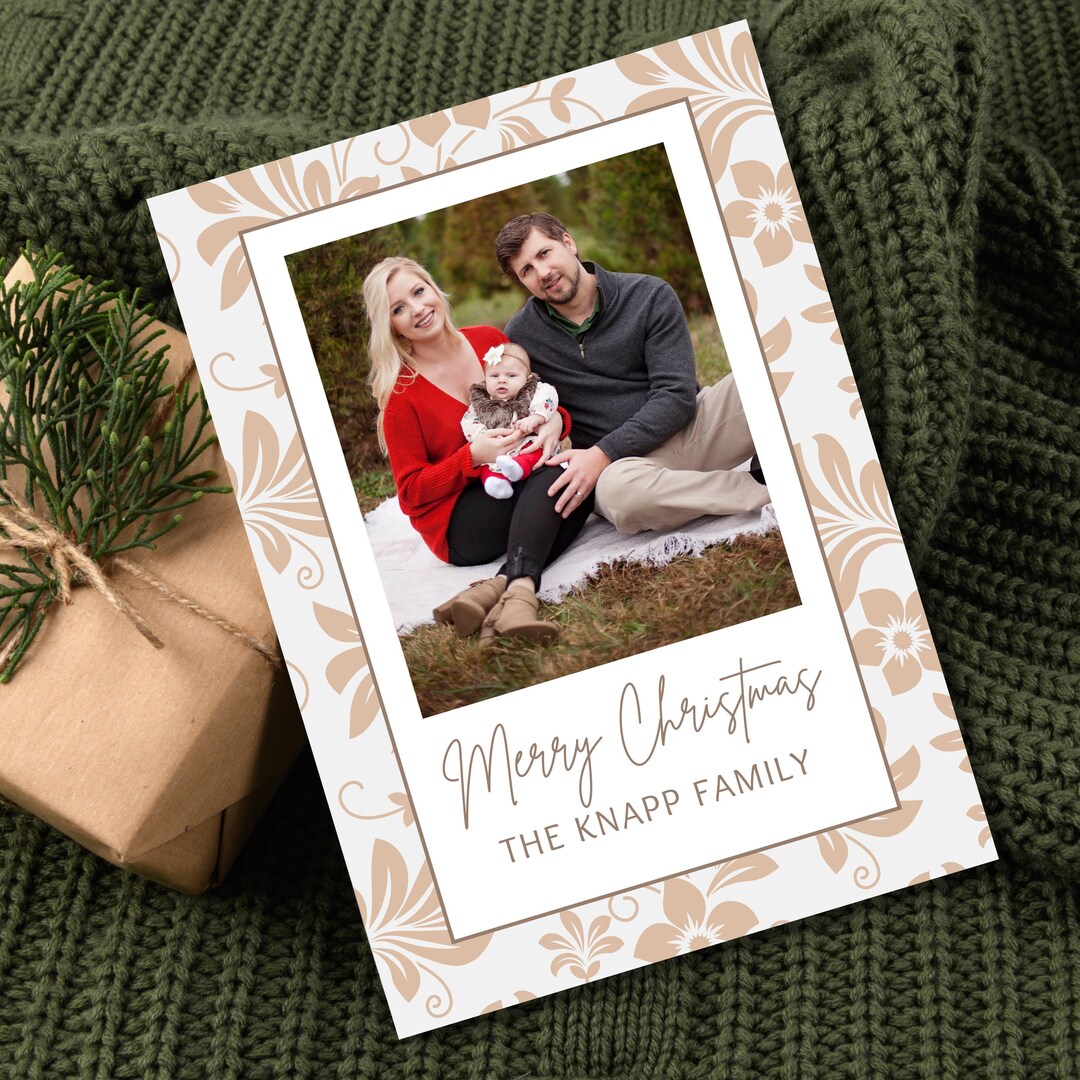 Neutral Photo Christmas Card, Grandmillenial Christmas Card, Photo ...