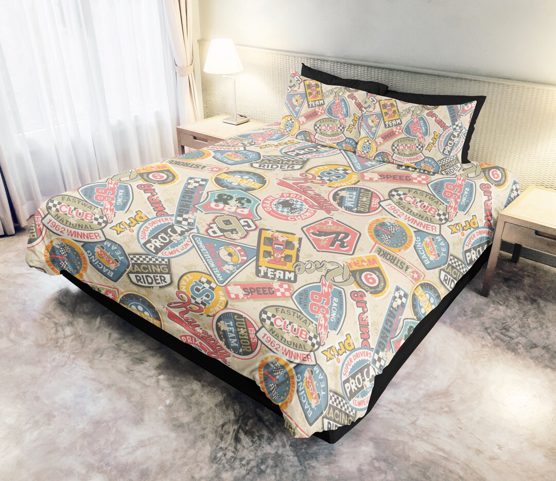 Racing Stickers Duvet Kids Bedding, Racing Kids Bedding - Etsy