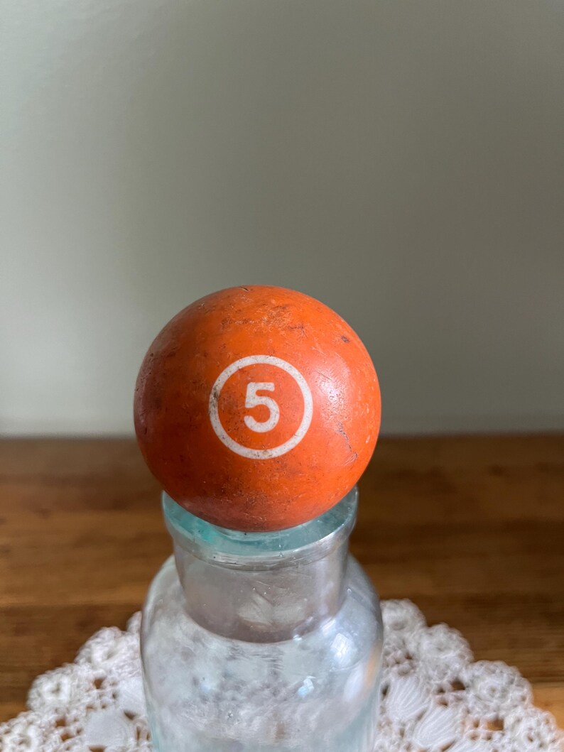 Vintage Orange & White Number #5 Solid Billiard Pool Ball Sports ...