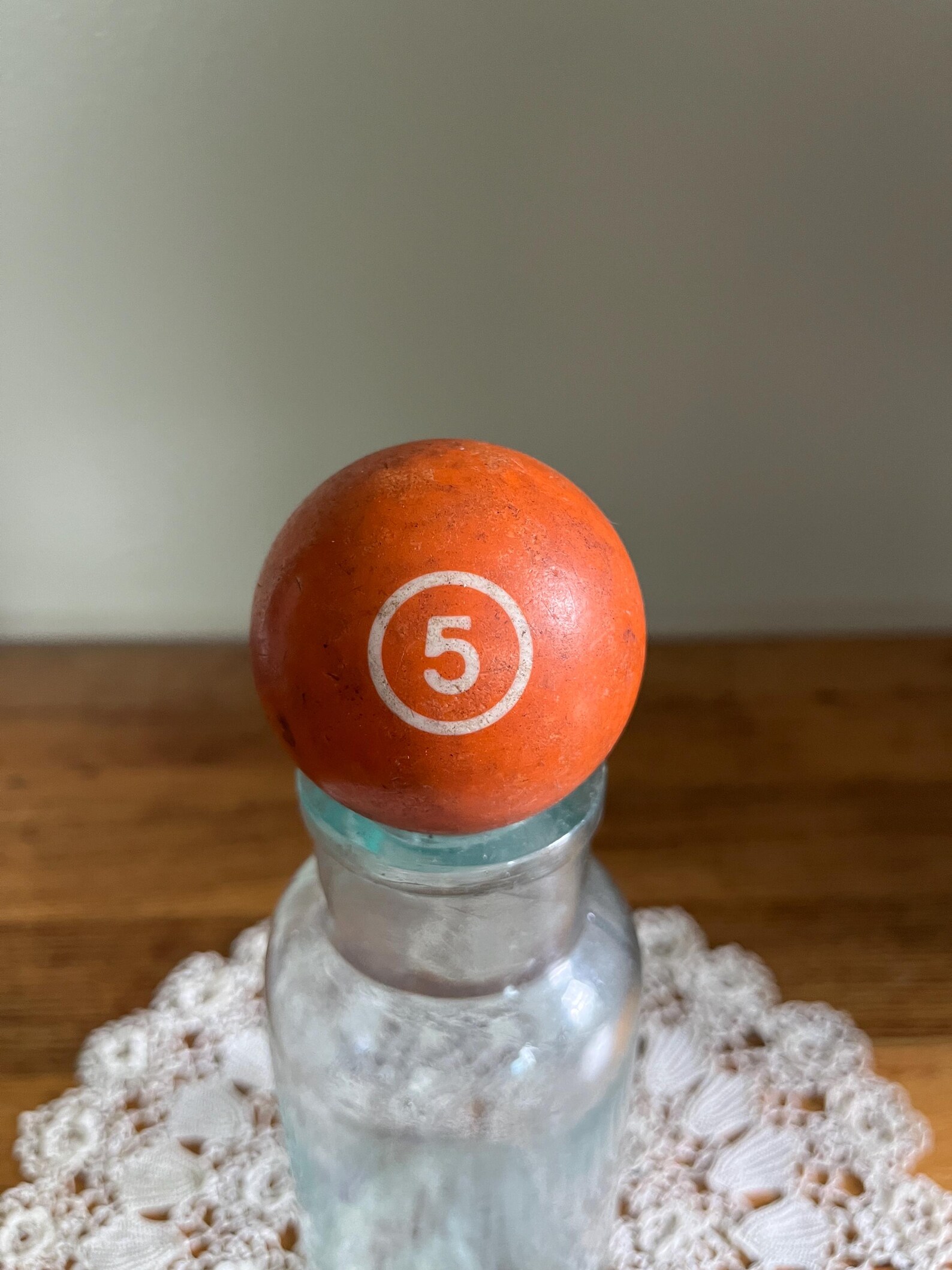 Vintage Orange & White Number #5 Solid Billiard Pool Ball Sports ...