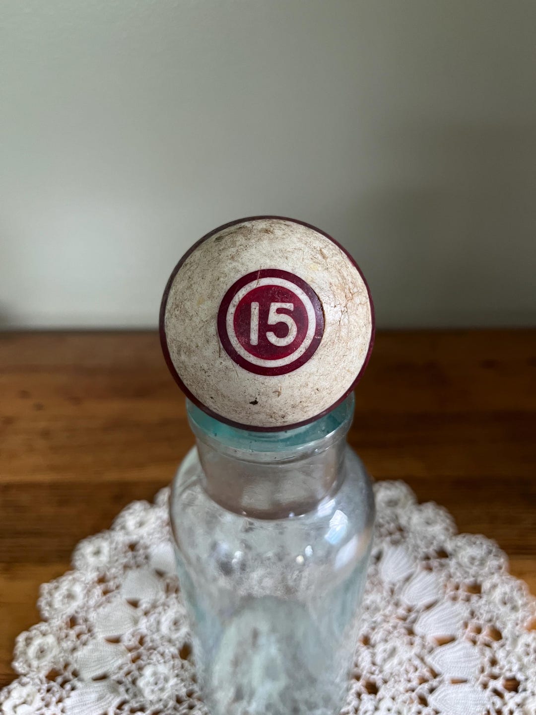 Vintage Maroon and White Number #15 Striped Billiard Pool Ball Sports ...