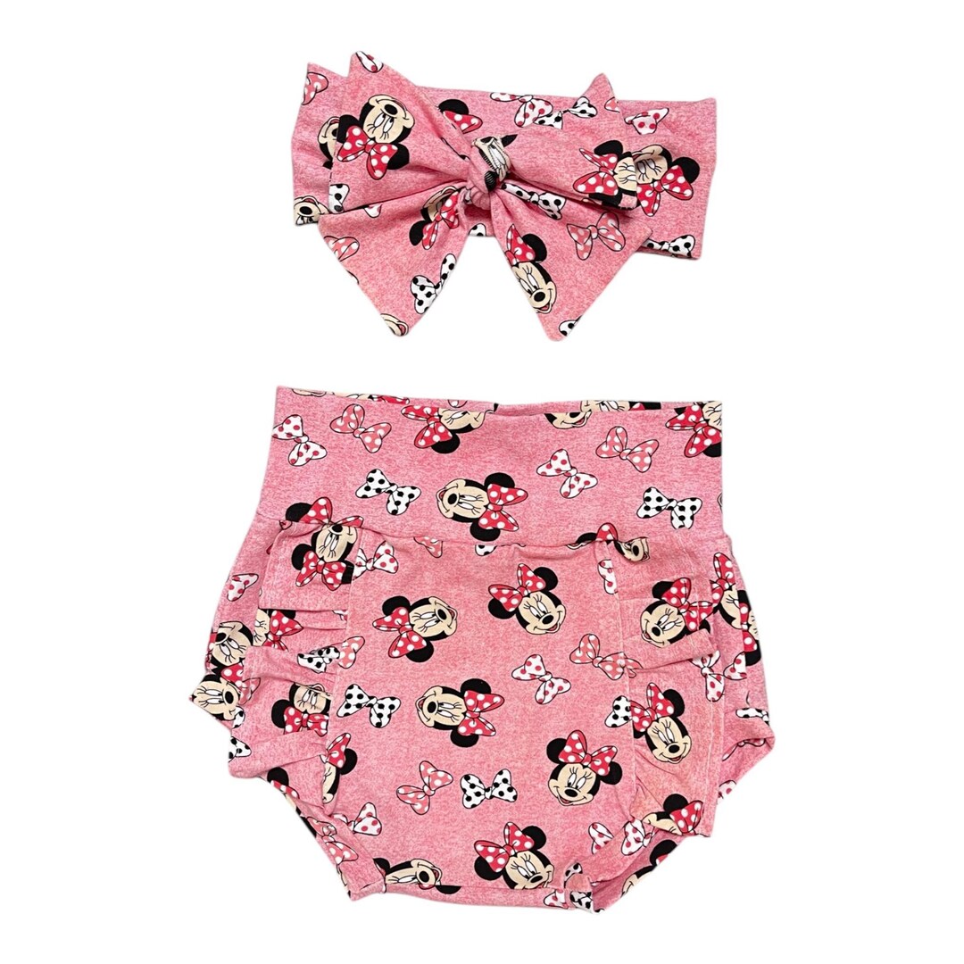 Minnie Mouse Shorts & Bow Headband: Girls Ruffle Shorts Outfit NB-5Y - Etsy