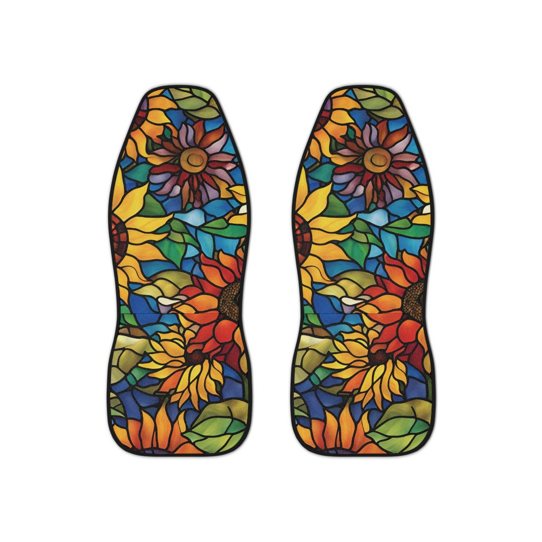 Stained Glass Sunflower Custom Truck Car Seat Covers, Floral, Driver ...