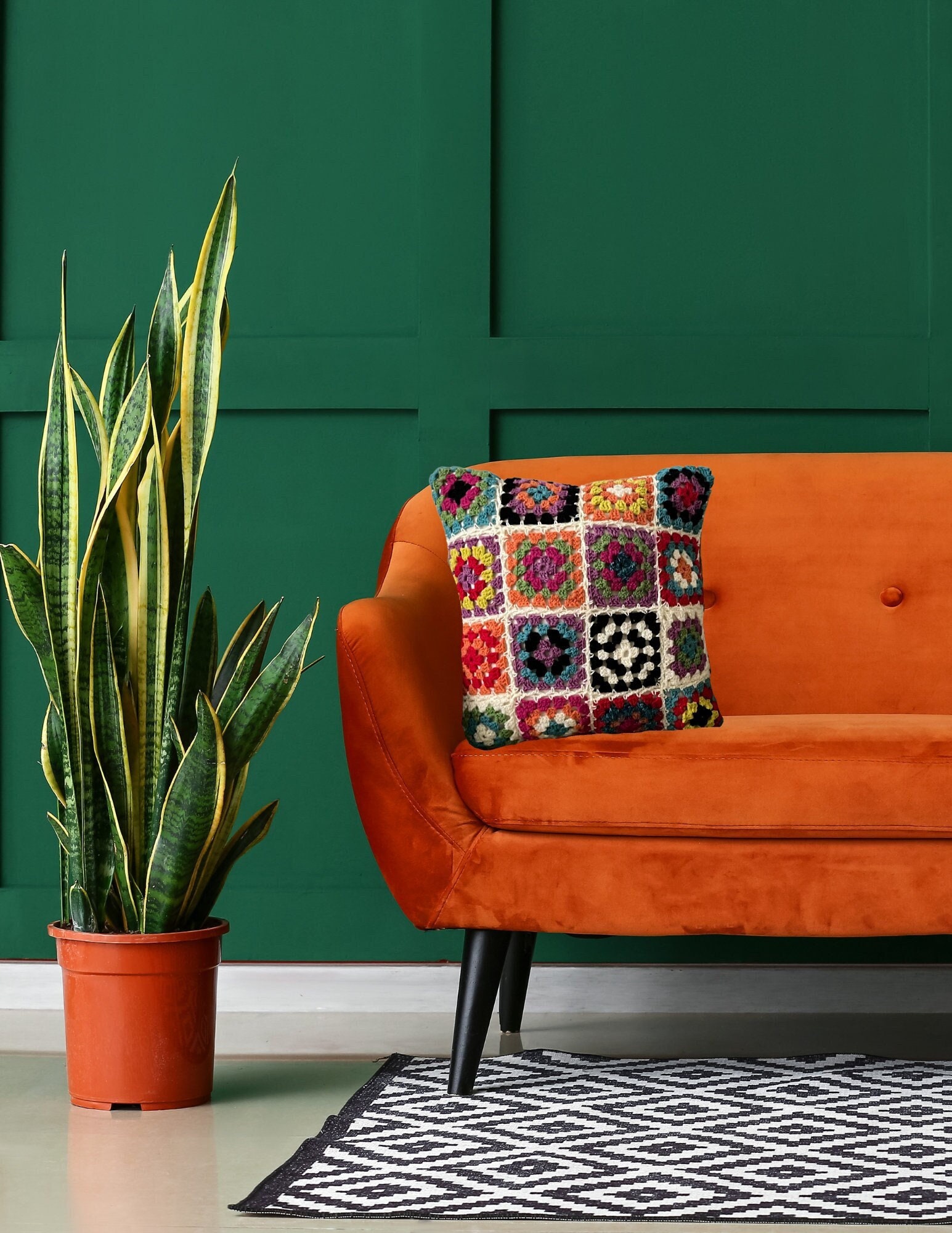 Granny Square | Pillow Pattern Instant Download Colorful Crochet Cover ...