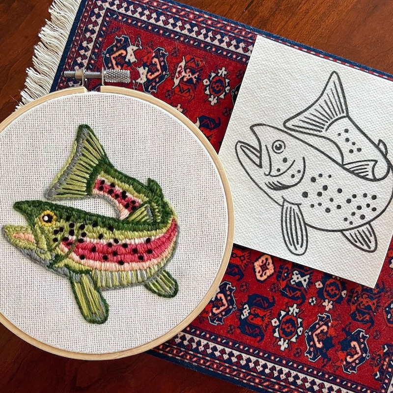 Brown Trout Embroidery - Etsy