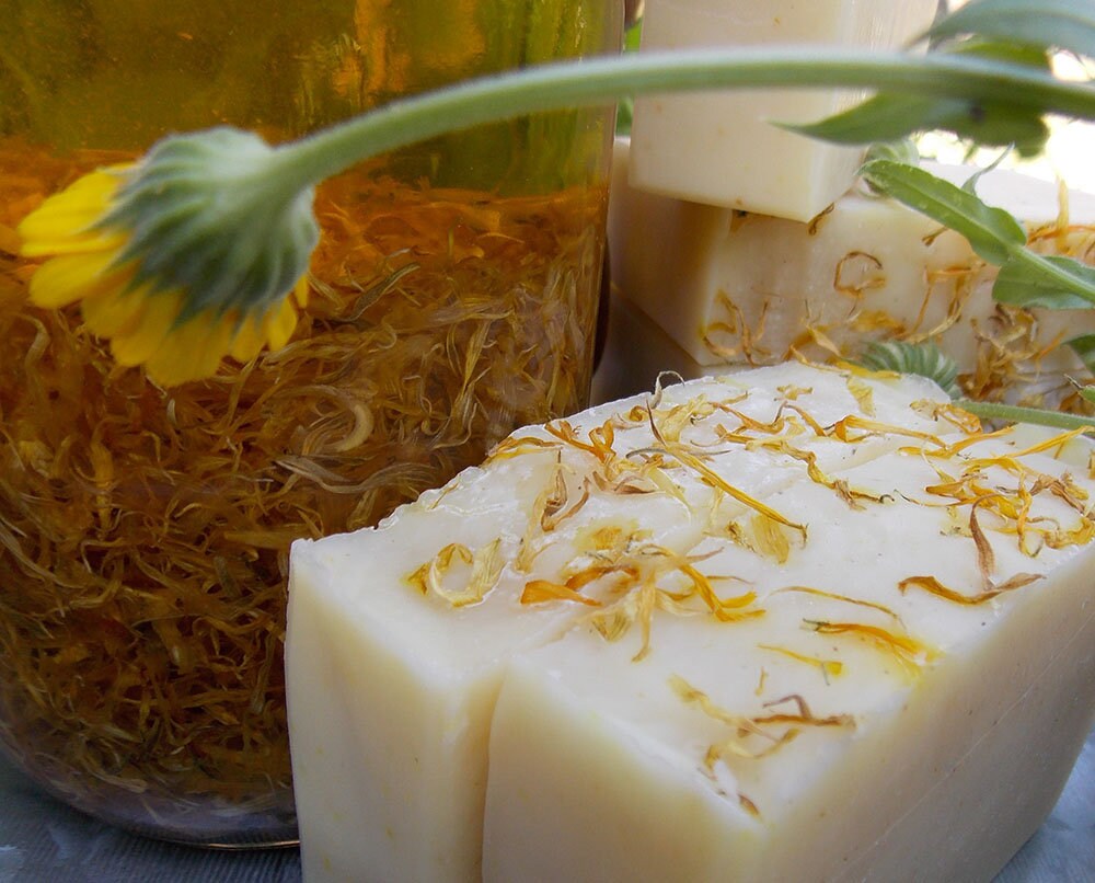 Handmade Natural Calendula Peppermint Soap; Peppermint Essential Oil ...